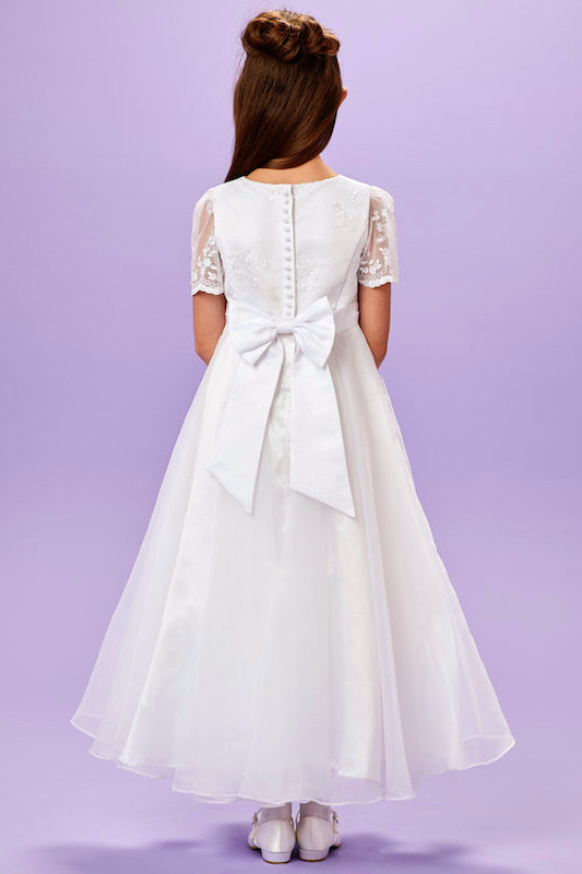 Communion Dress | Ivory or White Lace Organza Dress - Style Melissa