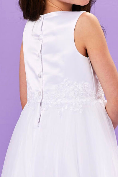 First Communion Dress | White Guipure Embroidered Dress - Style Lara