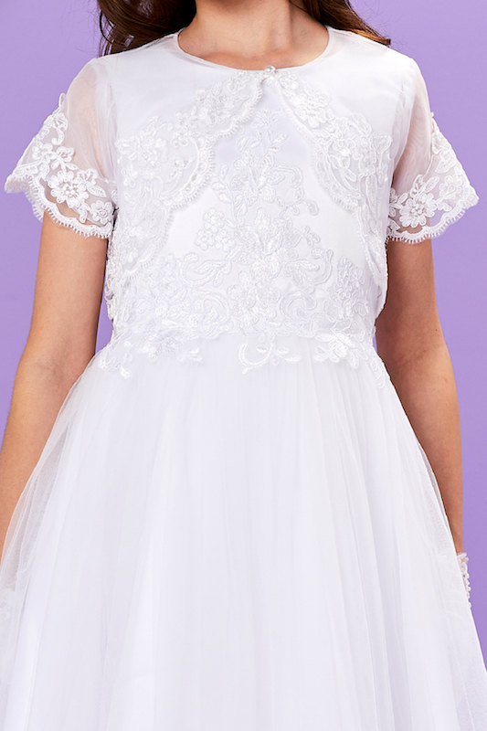 First Communion | White Embroidered Dress & Bolero - Lara & Anna