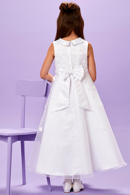 First Communion Dress | White Floral Organza Dress - Style Kathryn