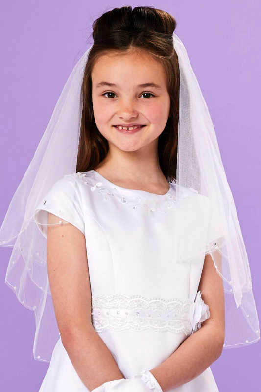 First Communion Dress | White Embroidered Lace Dress - Style Una
