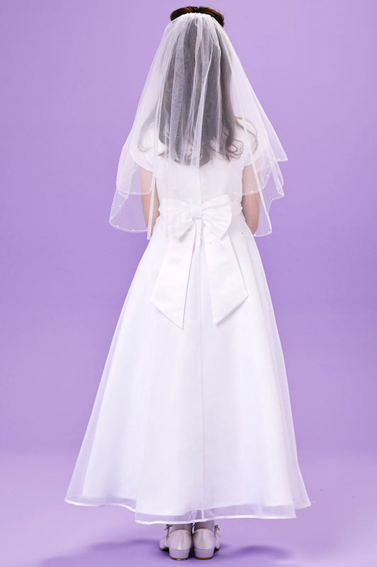 First Communion Dress | White Embroidered Lace Dress - Style Una