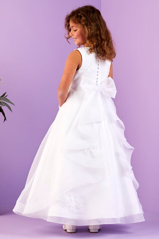 Communion Dress | White Organza Waterfall Dress - Style Bianca