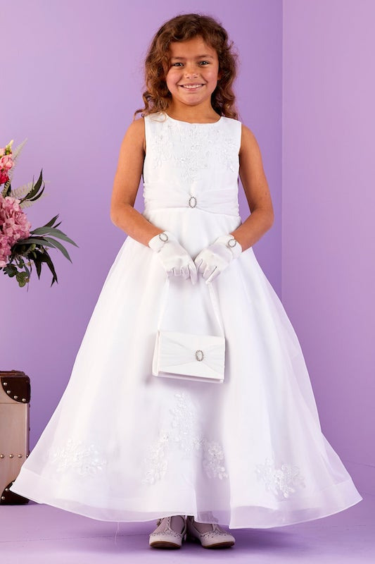 Communion Dress | White Organza Waterfall Dress - Style Bianca