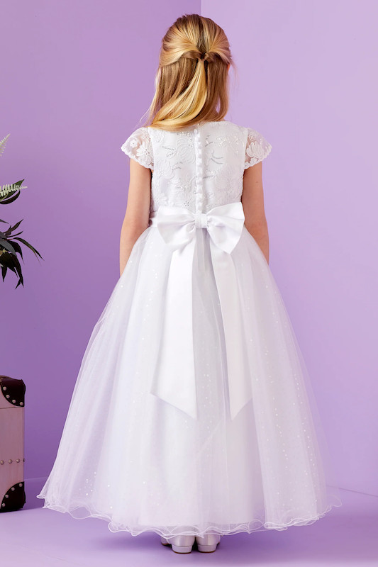 First Communion Dress | White Lace Tulle Dress - Style Lola