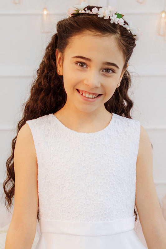 Communion Dress | Girls White Embroidered Lace Dress - Style Kea