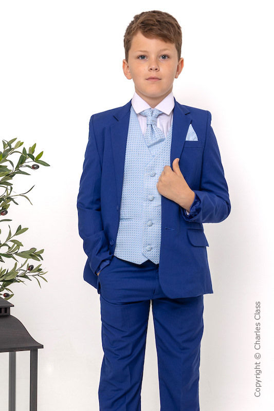 Boys Electric Blue Diamond Blue Suit | Boys Wedding Suit | Charles Class