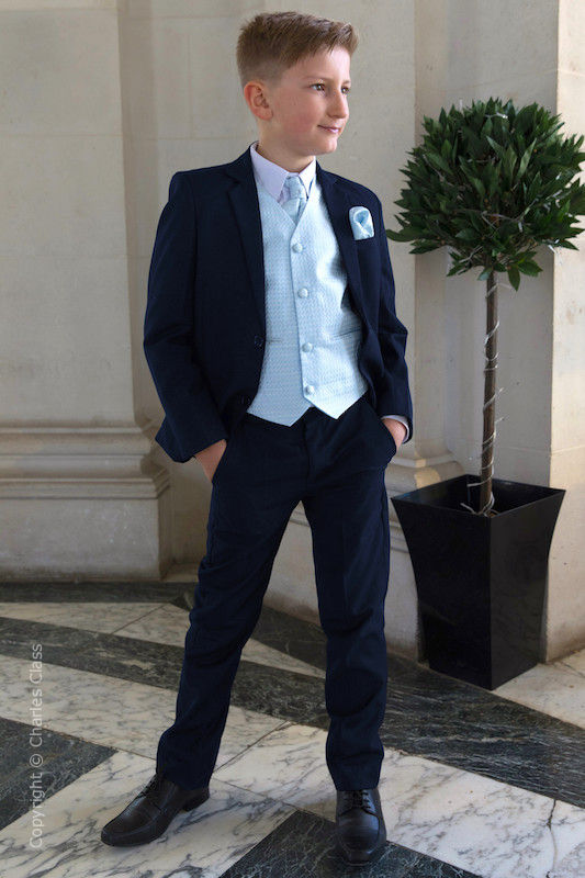 Boys Navy & Blue Diamond Jacket Suit | Boys Wedding Suit | Charles Class