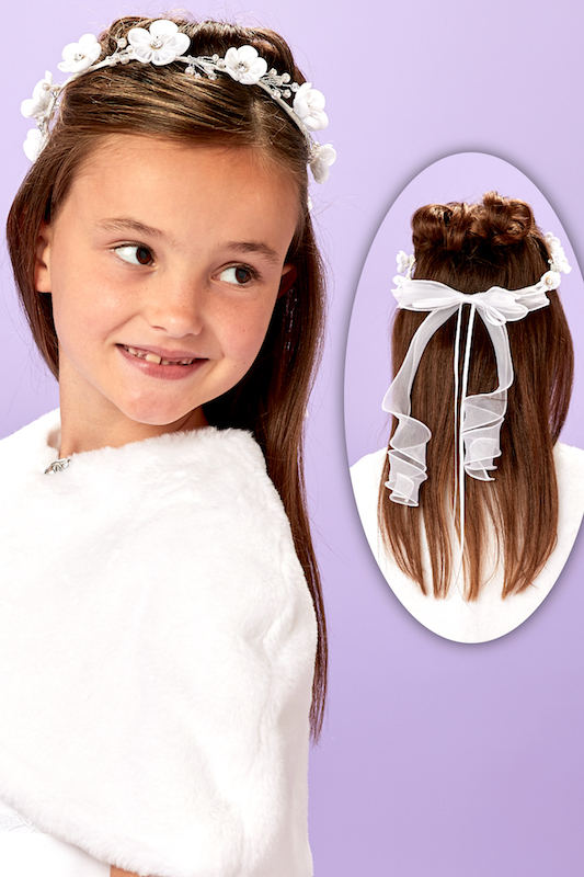 Peridot Girls White Diamanté Flower Head Ring - Style Audrey