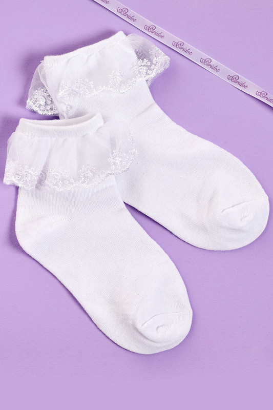 Girls White Guipure Lace Communion Socks - Style Ingrid | Communion Socks