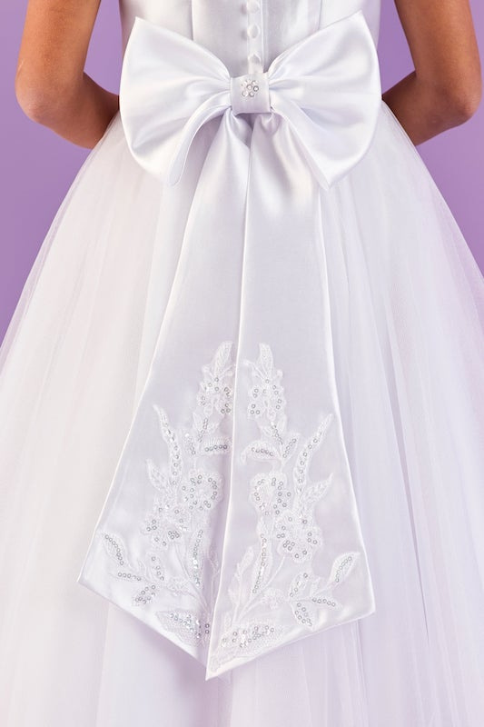 Communion Dress | White Sparkle Tulle Lace Dress - Style Liberty