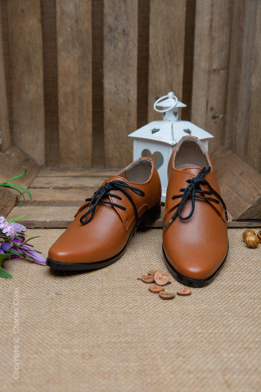 Boys Brown Matt Leather Pointed Shoes | Boys Smart Wedding Shoes