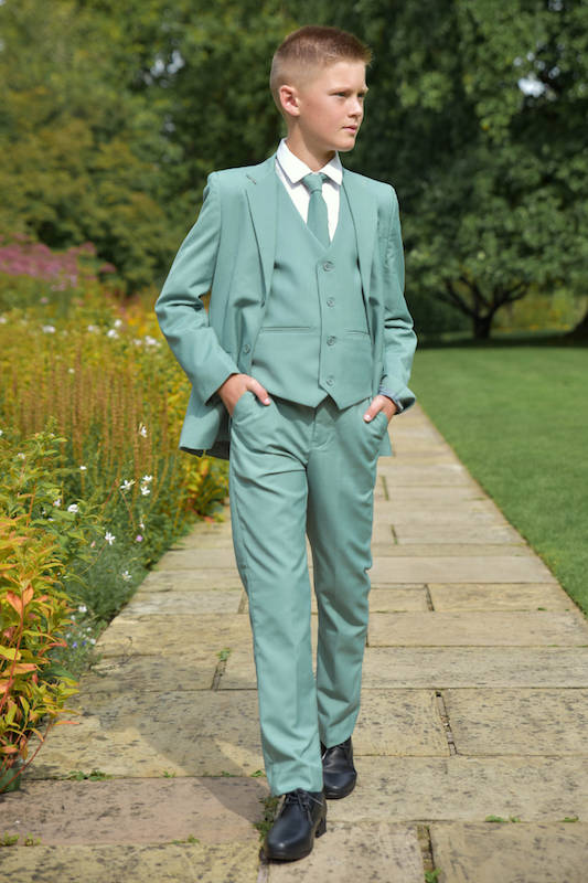 Boys Sage Green Slim Jacket Suit | Boys Wedding Suit | Charles Class