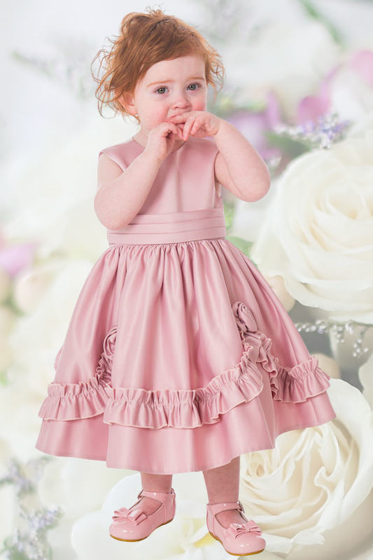 Girls Dusky Pink Frilly Rose Dress | Flower Girl Dress | Charles Class