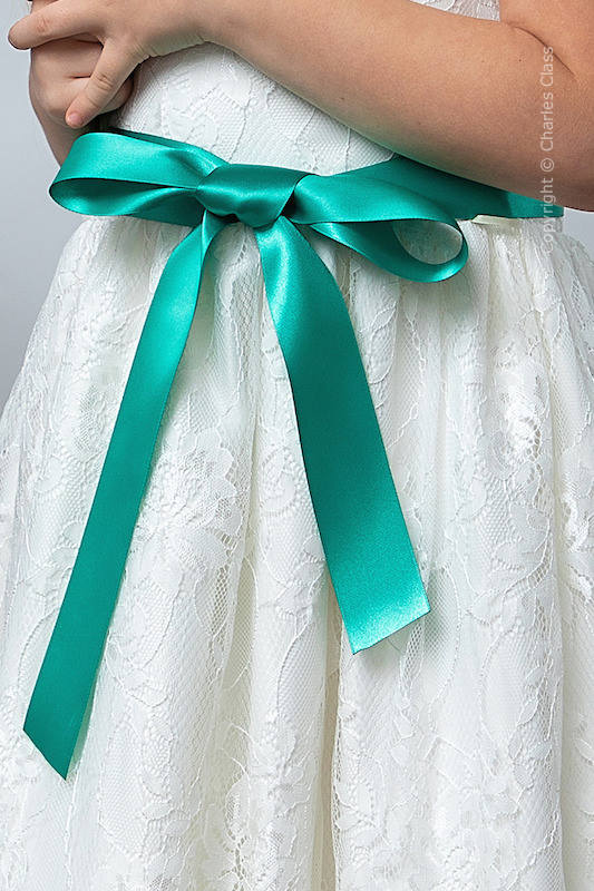 Jade Flower Girl Sash | Girls Jade Dress Sash | Charles Class