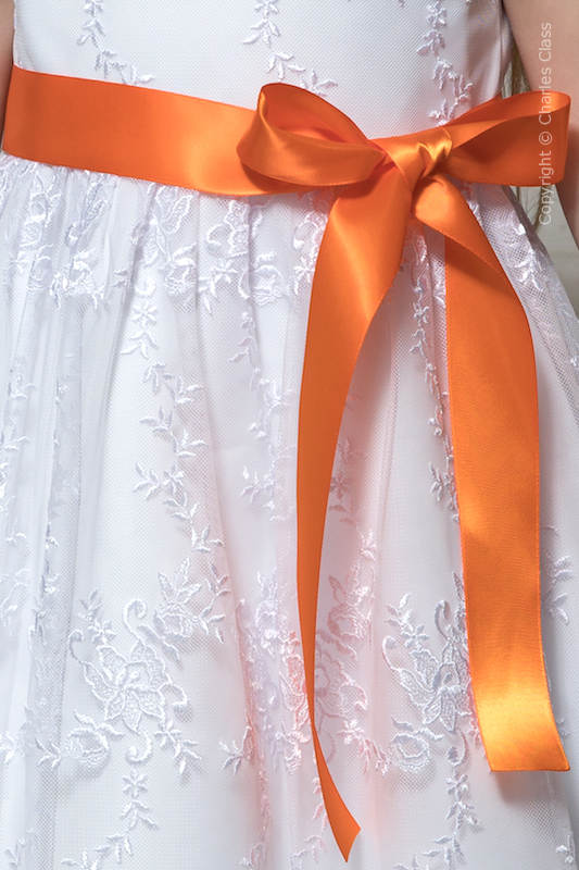 Orange Flower Girl Sash | Girls Orange Dress Sash | Charles Class