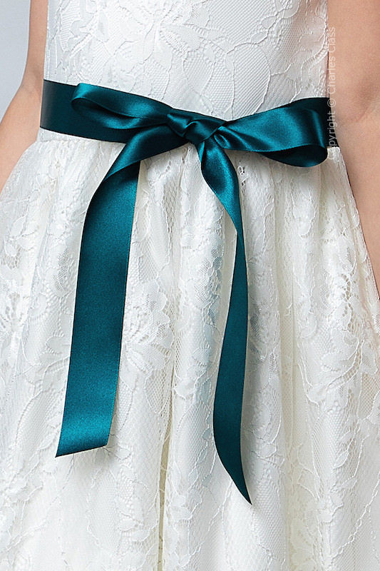 Petrol Flower Girl Sash | Girls Petrol Dress Sash | Charles Class