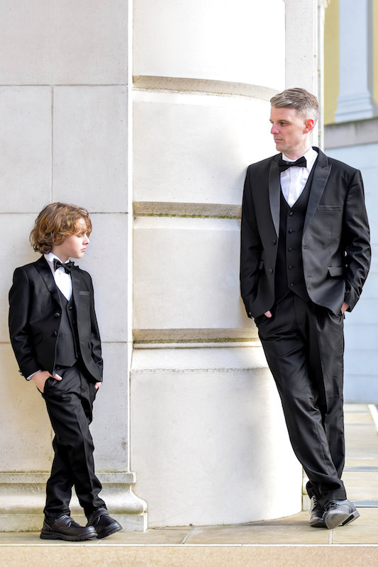 Matching Father & Son Black Tuxedo Wedding Suit | Slim Fit Tux Suit