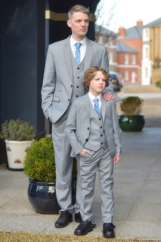 Matching Father & Son Light Grey Wedding Suit | Slim Fit Wedding Suit