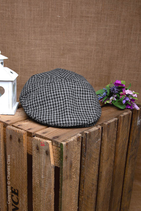 Younger Boys Grey Wool Check Flat Cap | Kids Wedding Flat Cap