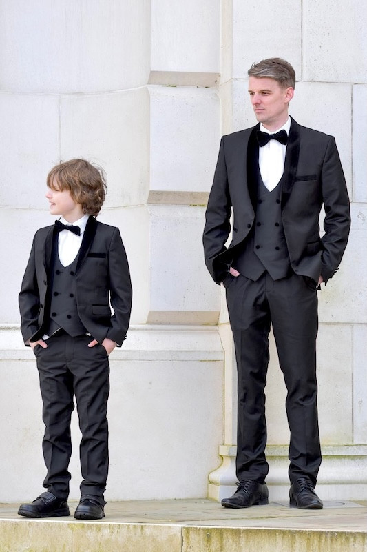 Matching Father & Son Black Velvet Lapel Tuxedo Wedding Suit | Slim Fit ...