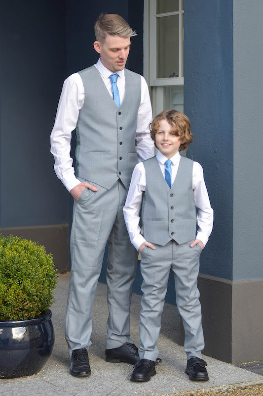 Matching Father & Son Light Grey Wedding Suit | Slim Fit Wedding Suit